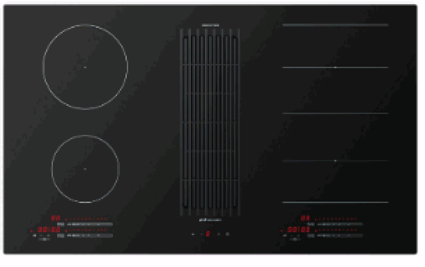 Quick Induksjon med ventilasjon, B 86 cm. 4 soner , 2 med br - Siljander.no